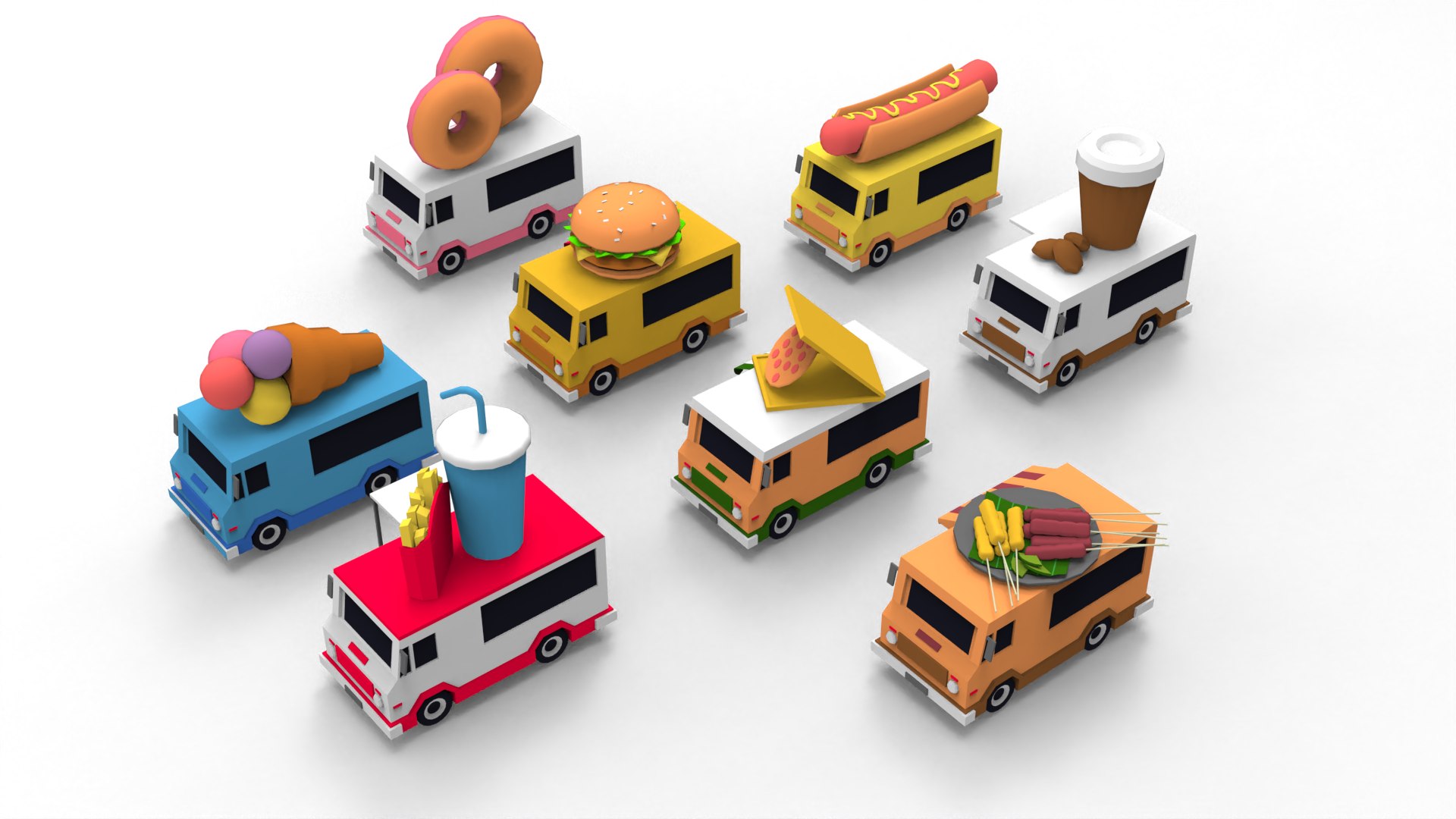 3D Low Poly Foodtruck - TurboSquid 2175499
