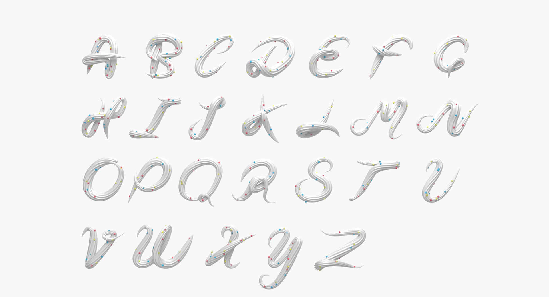 Cream alphabet 3D - TurboSquid 1209676