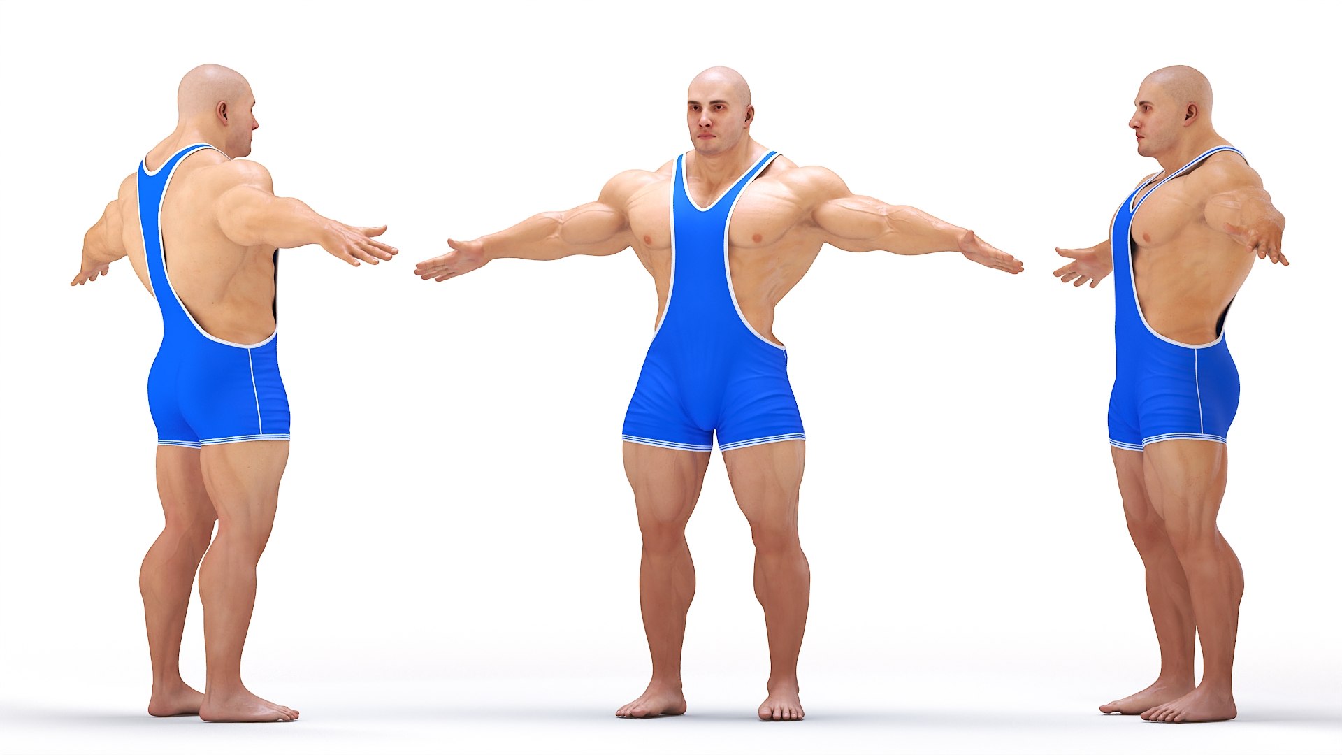 Bodybuilder In Blue Leotard Rigged For Maya 3D Model - TurboSquid 2392468