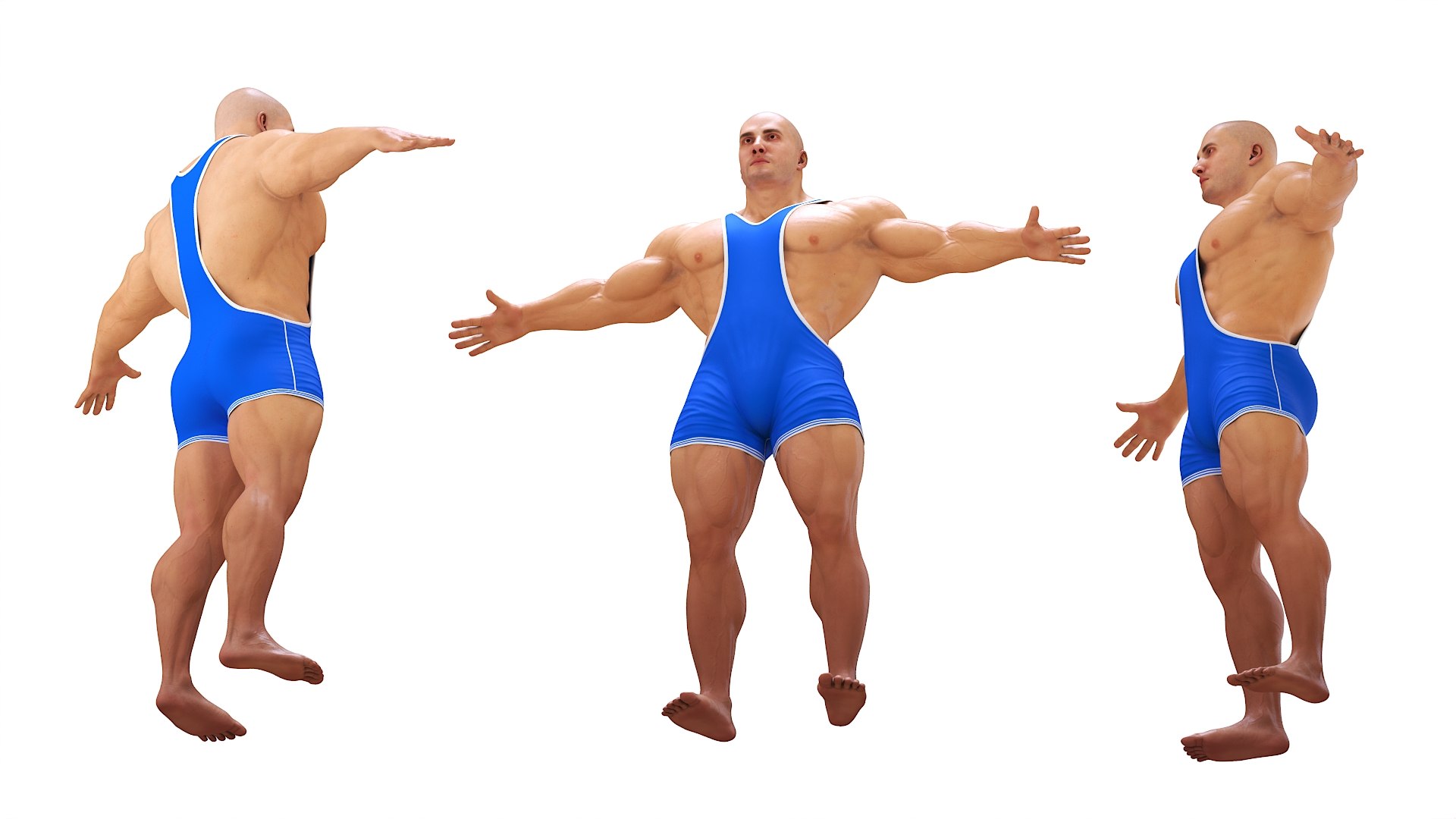 Bodybuilder In Blue Leotard Rigged For Maya 3D Model - TurboSquid 2392468