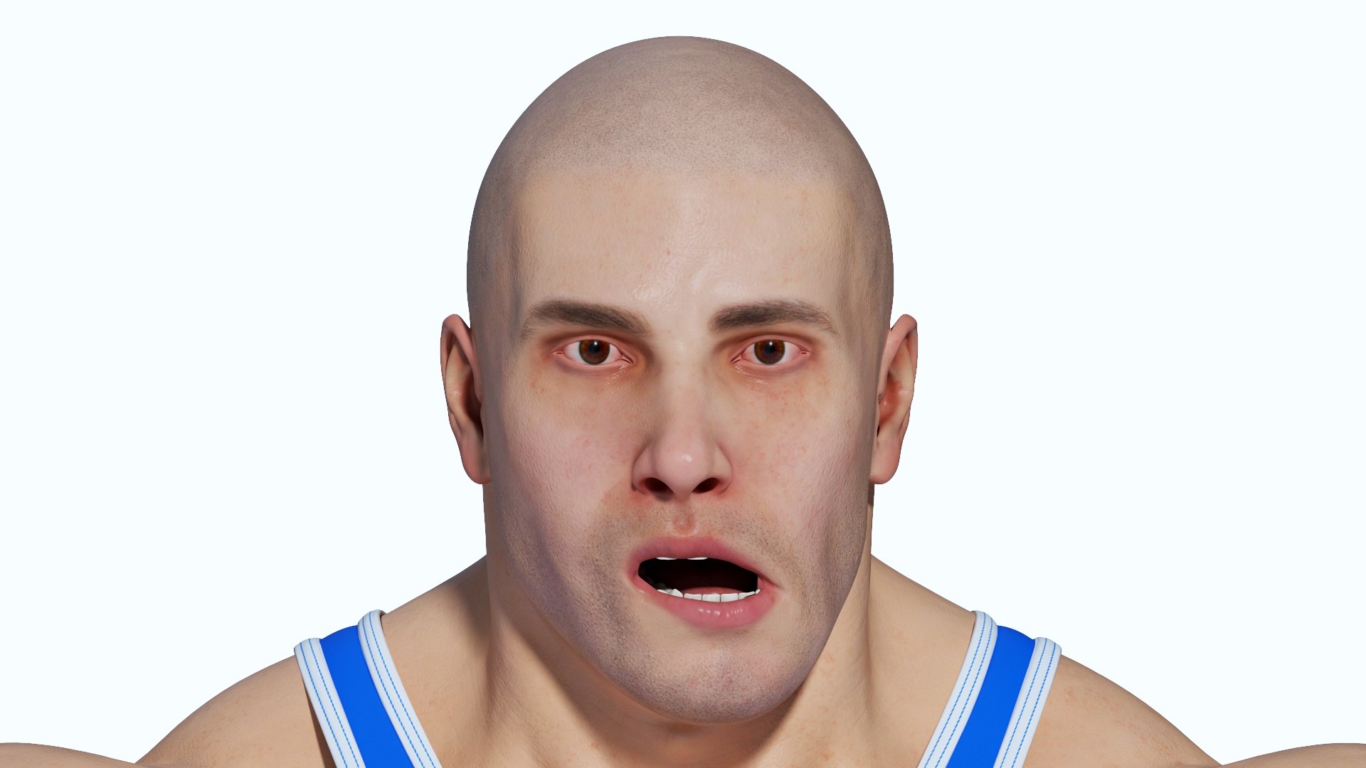 Bodybuilder In Blue Leotard Rigged For Maya 3D Model - TurboSquid 2392468