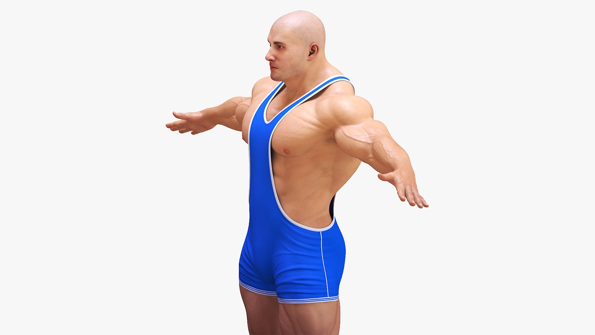 Bodybuilder In Blue Leotard Rigged For Maya 3D Model - TurboSquid 2392468