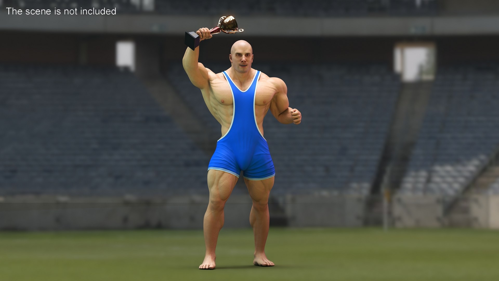 Bodybuilder In Blue Leotard Rigged For Maya 3D Model - TurboSquid 2392468