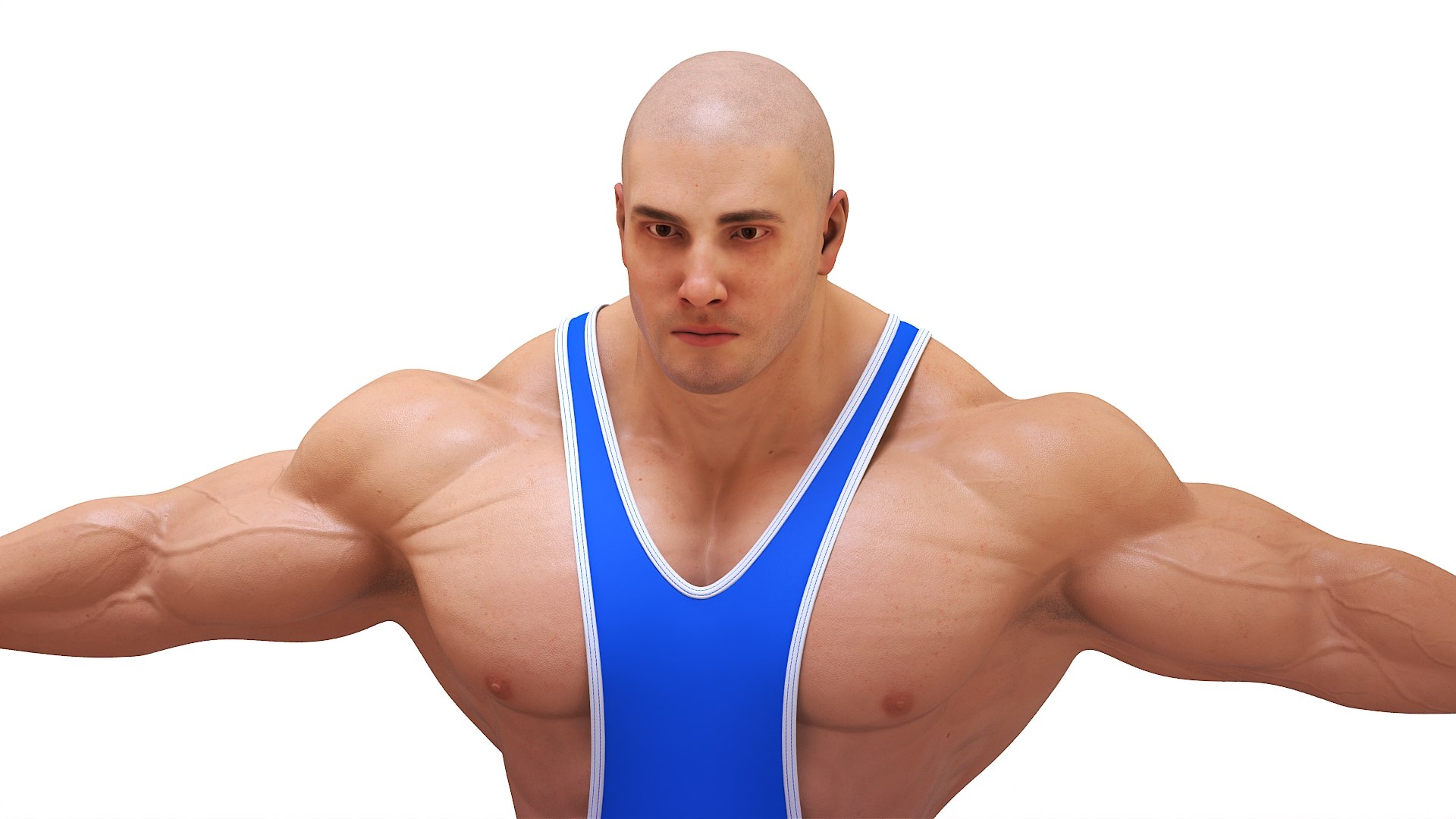Bodybuilder In Blue Leotard Rigged For Maya 3D Model - TurboSquid 2392468