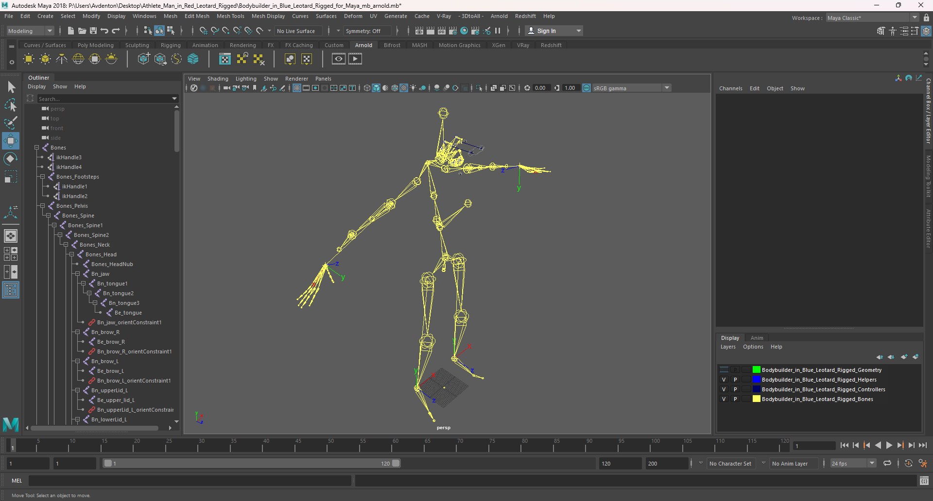 Bodybuilder In Blue Leotard Rigged For Maya 3D Model - TurboSquid 2392468