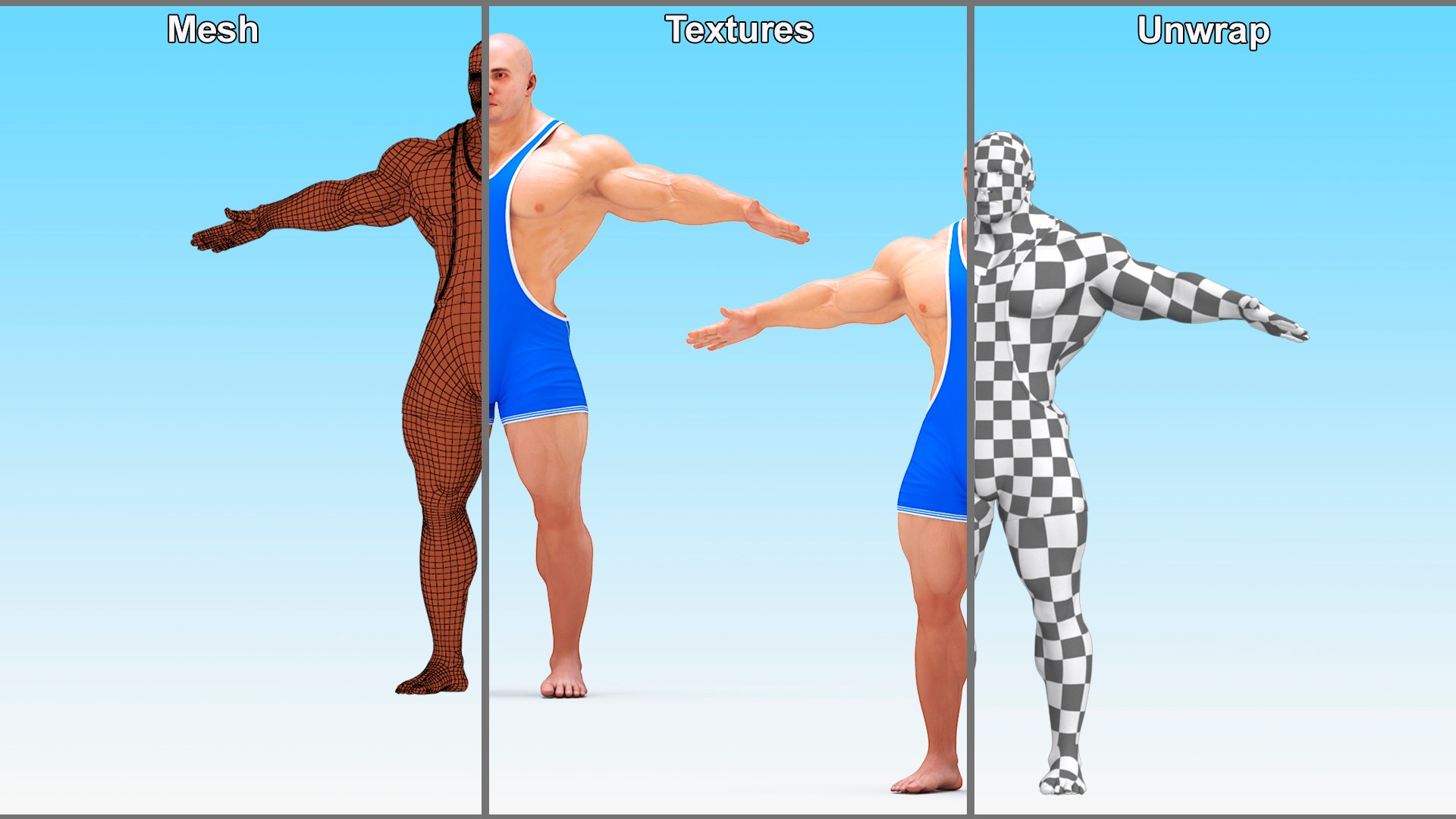 Bodybuilder In Blue Leotard Rigged For Maya 3D Model - TurboSquid 2392468