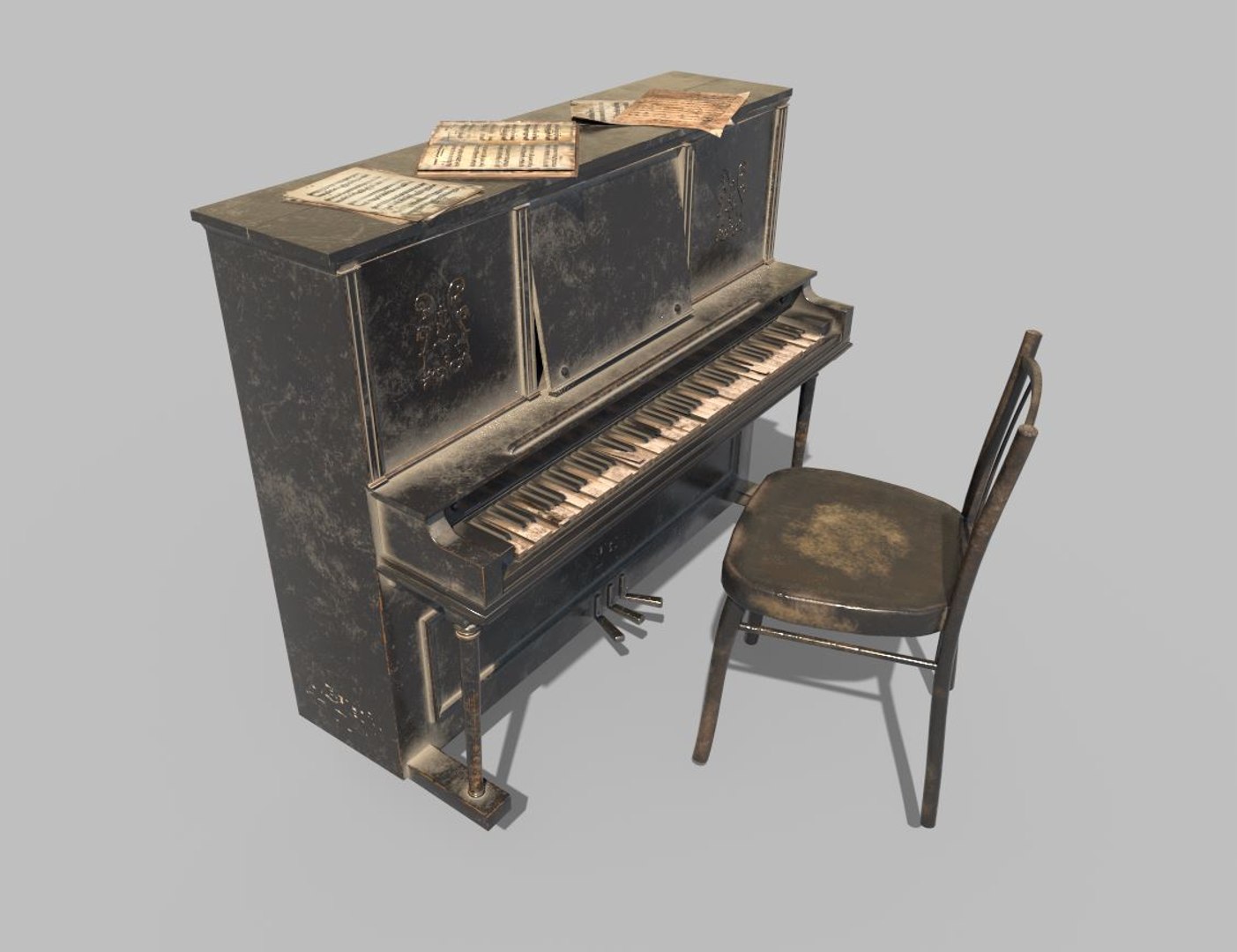 Dusty piano 3D model - TurboSquid 1662681