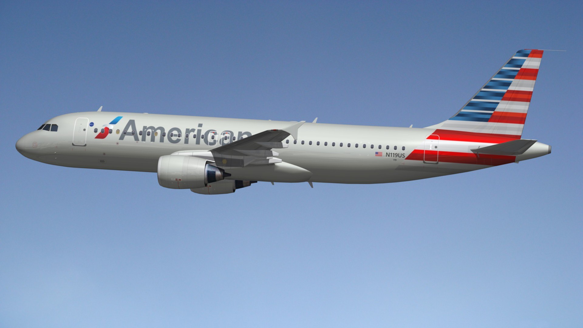3d Airbus A320 American Airlines Model
