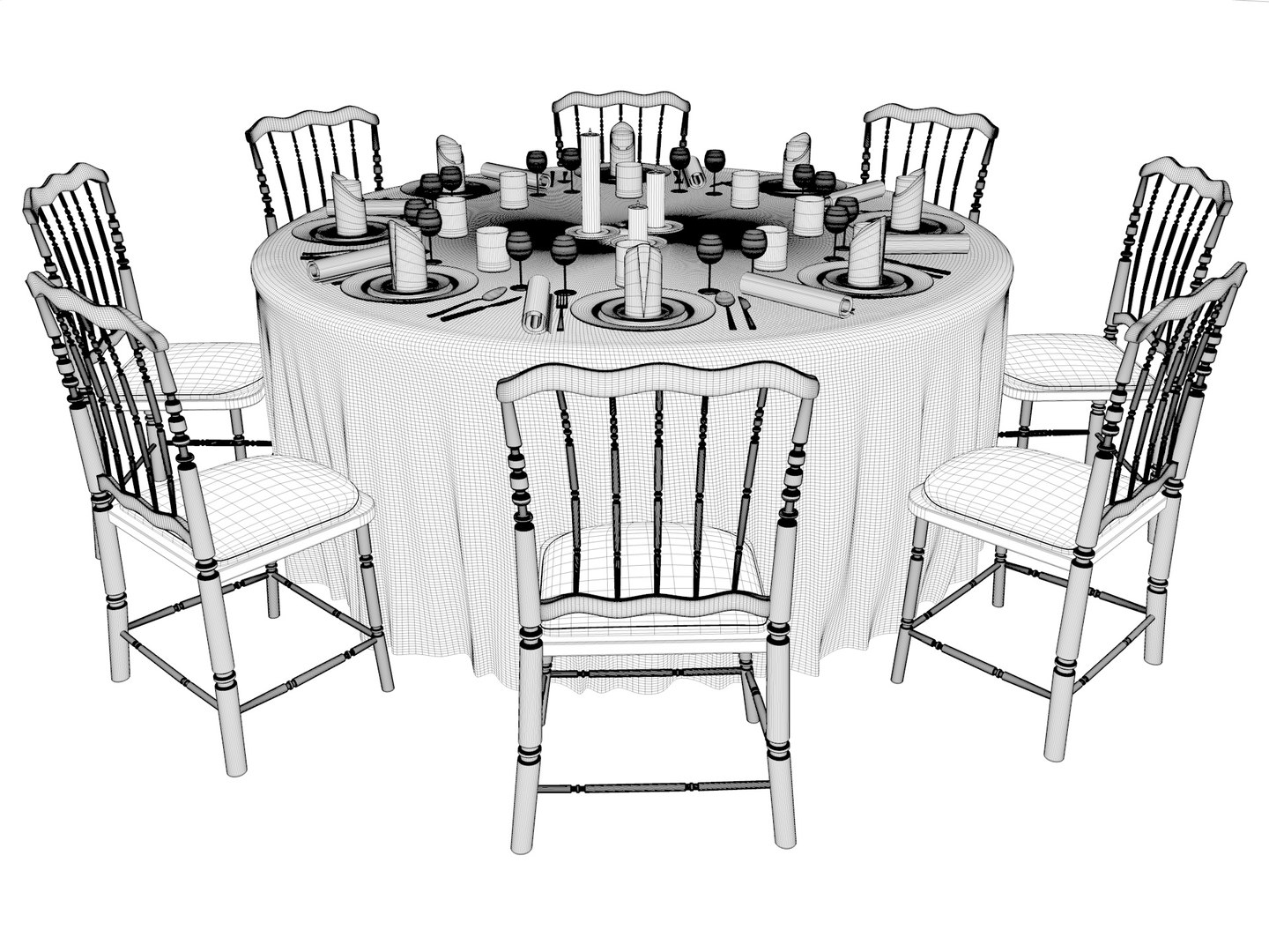 3D Wedding Hall Banquet Table Model - TurboSquid 2148603