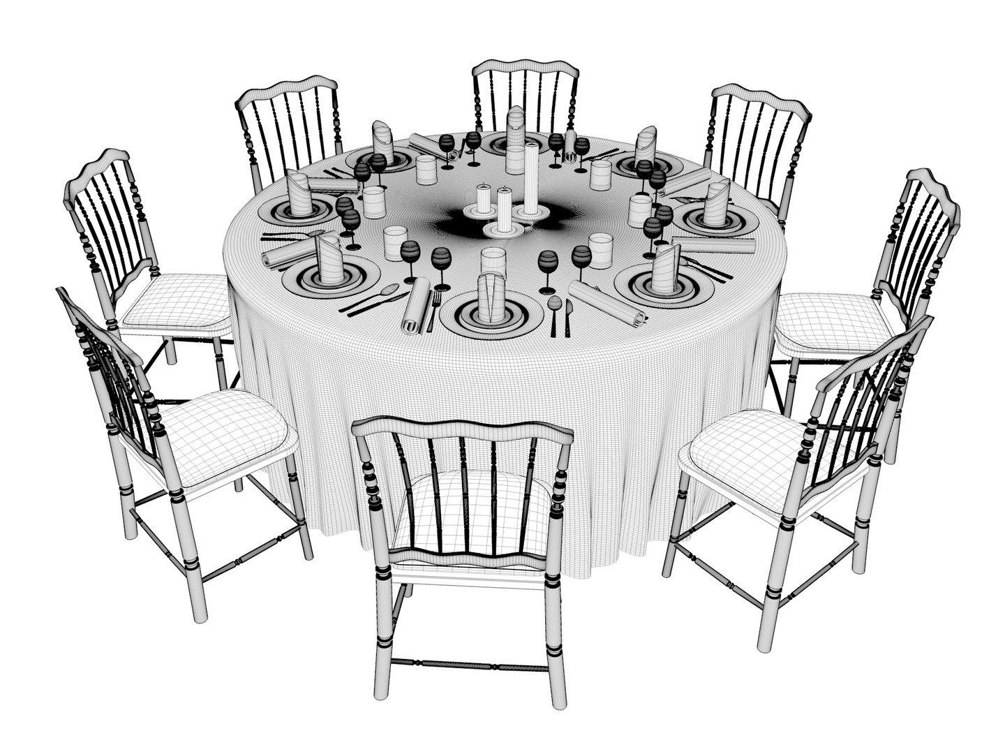 3D Wedding Hall Banquet Table Model - TurboSquid 2148603