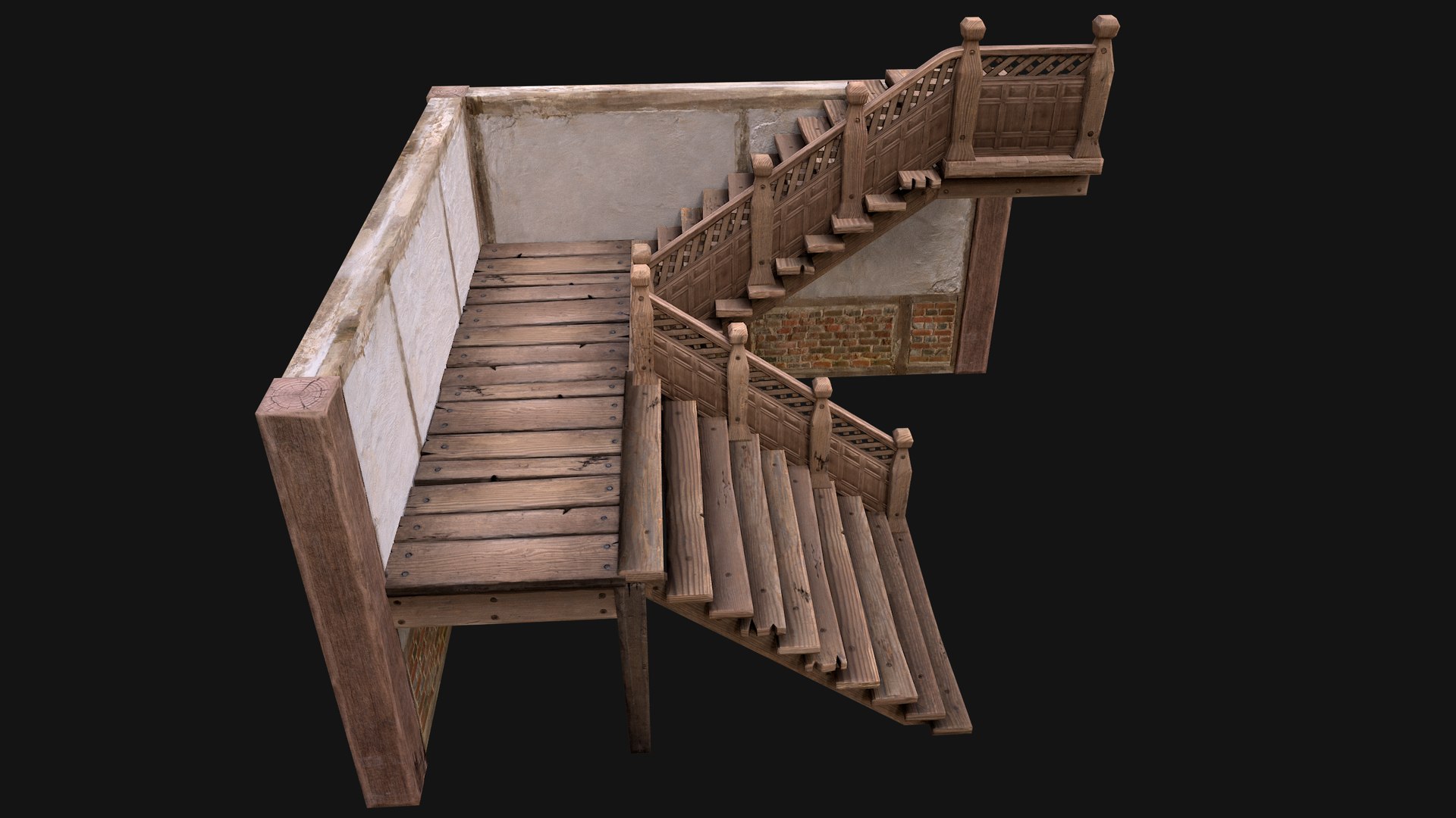 3D Staircase In A Medieval Room Model - TurboSquid 2132853