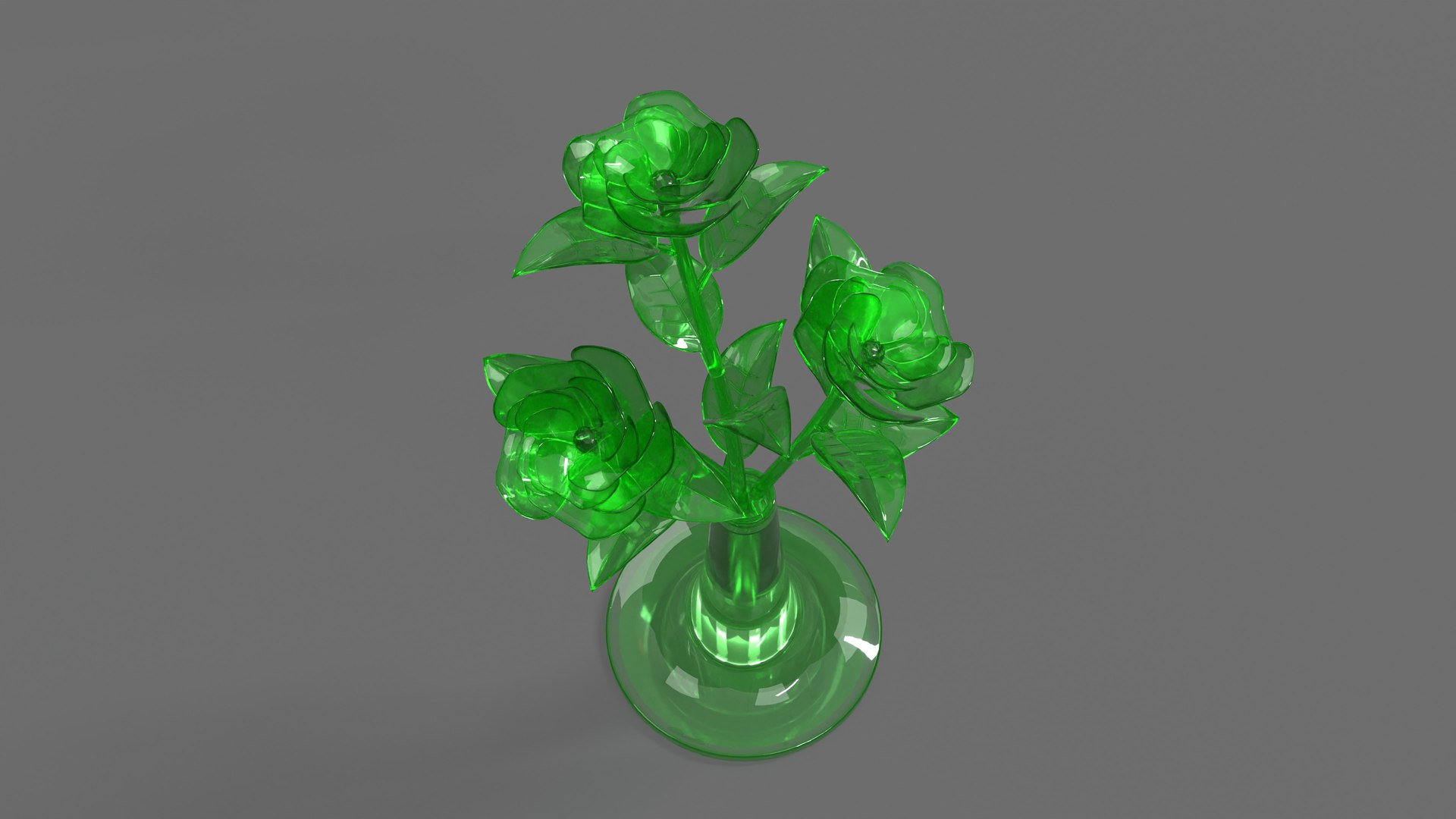 Glass Flower Showpiece Green 3D Model - TurboSquid 2204354
