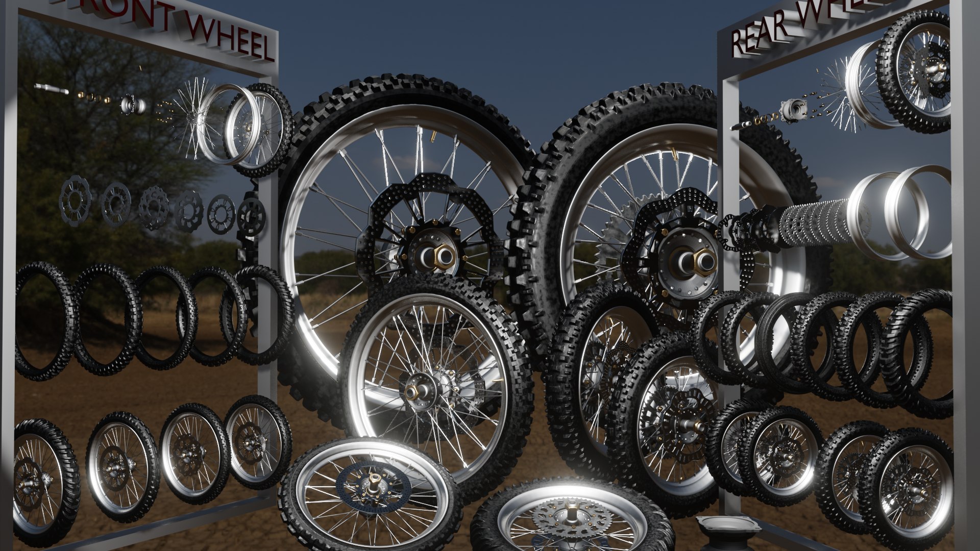 Off-Road Motorcycle Wheels Kit 3D Model - TurboSquid 1980137