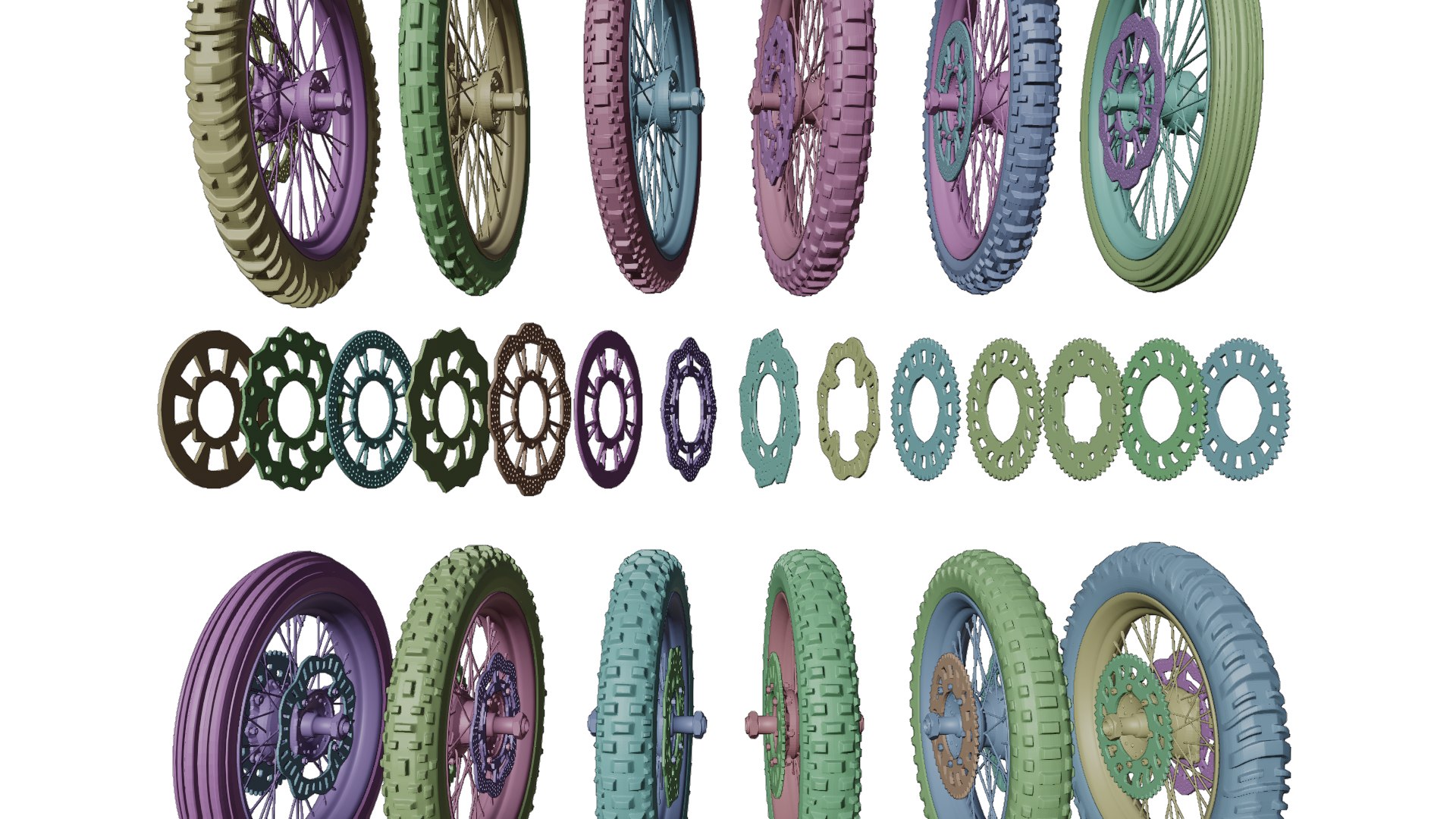 Off-Road Motorcycle Wheels Kit 3D Model - TurboSquid 1980137