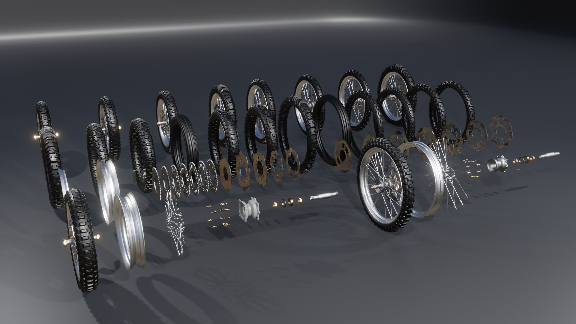 Off-Road Motorcycle Wheels Kit 3D Model - TurboSquid 1980137