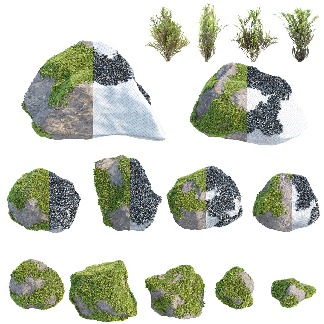 Mossy Garden Asset Collection Vol 156 Model - TurboSquid 1996640