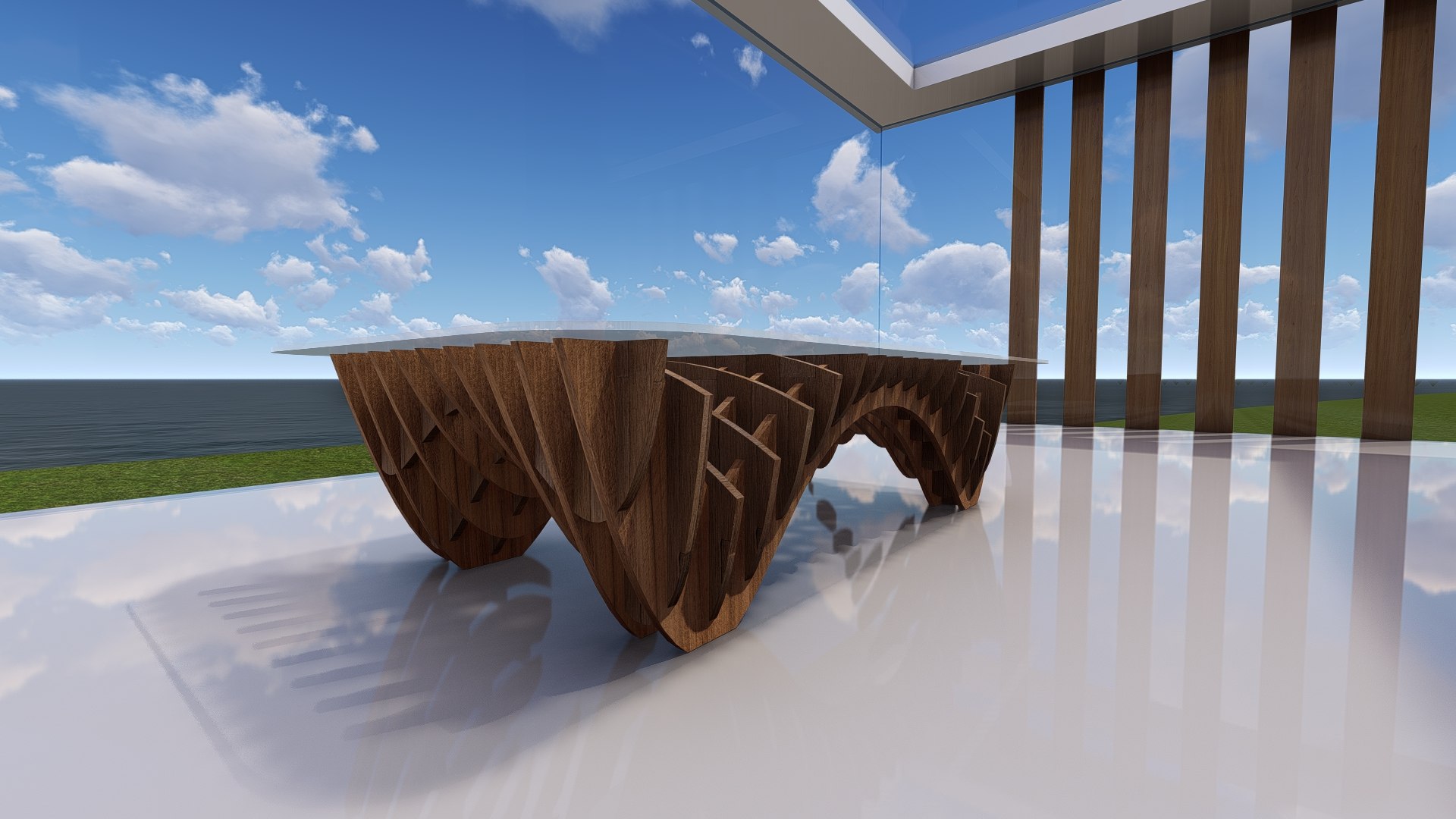 3D Wavy Waffle Coffee Table - TurboSquid 2039765