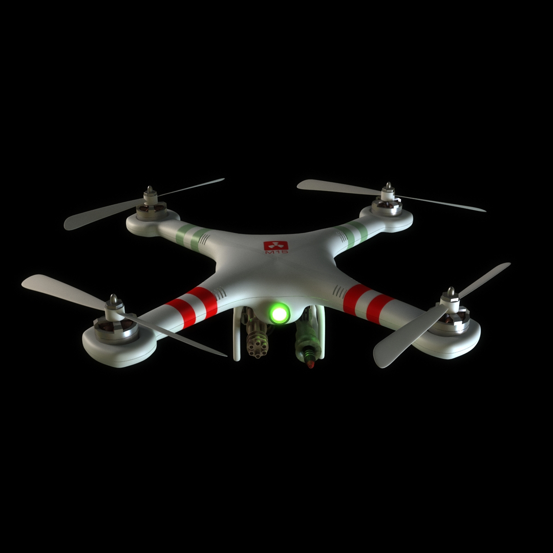 3d Model Quadcopter Guns Propellers