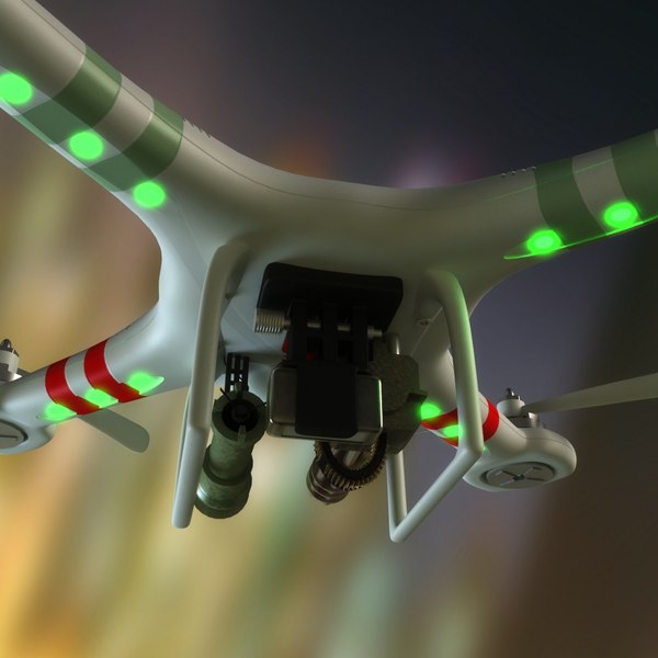 3d model quadcopter guns propellers