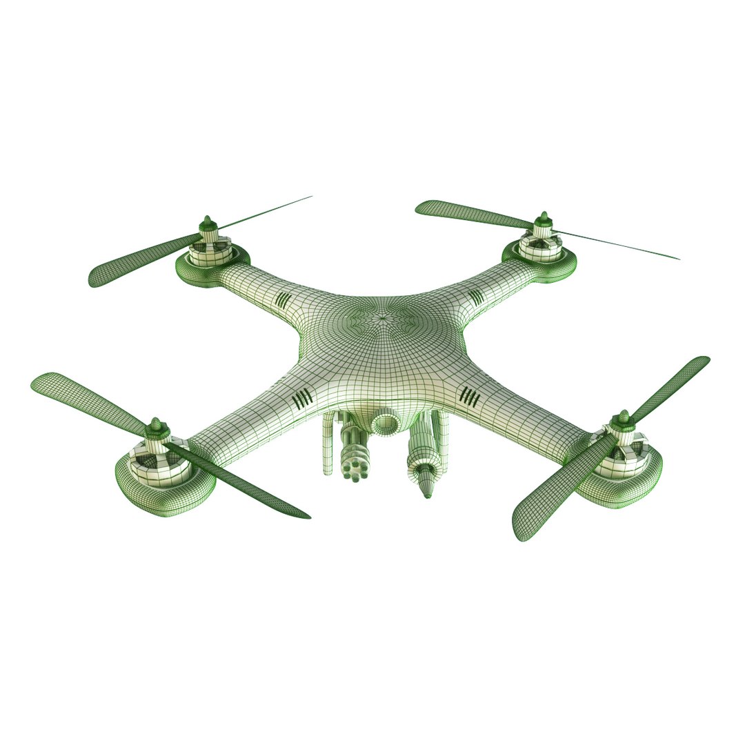 3d Model Quadcopter Guns Propellers