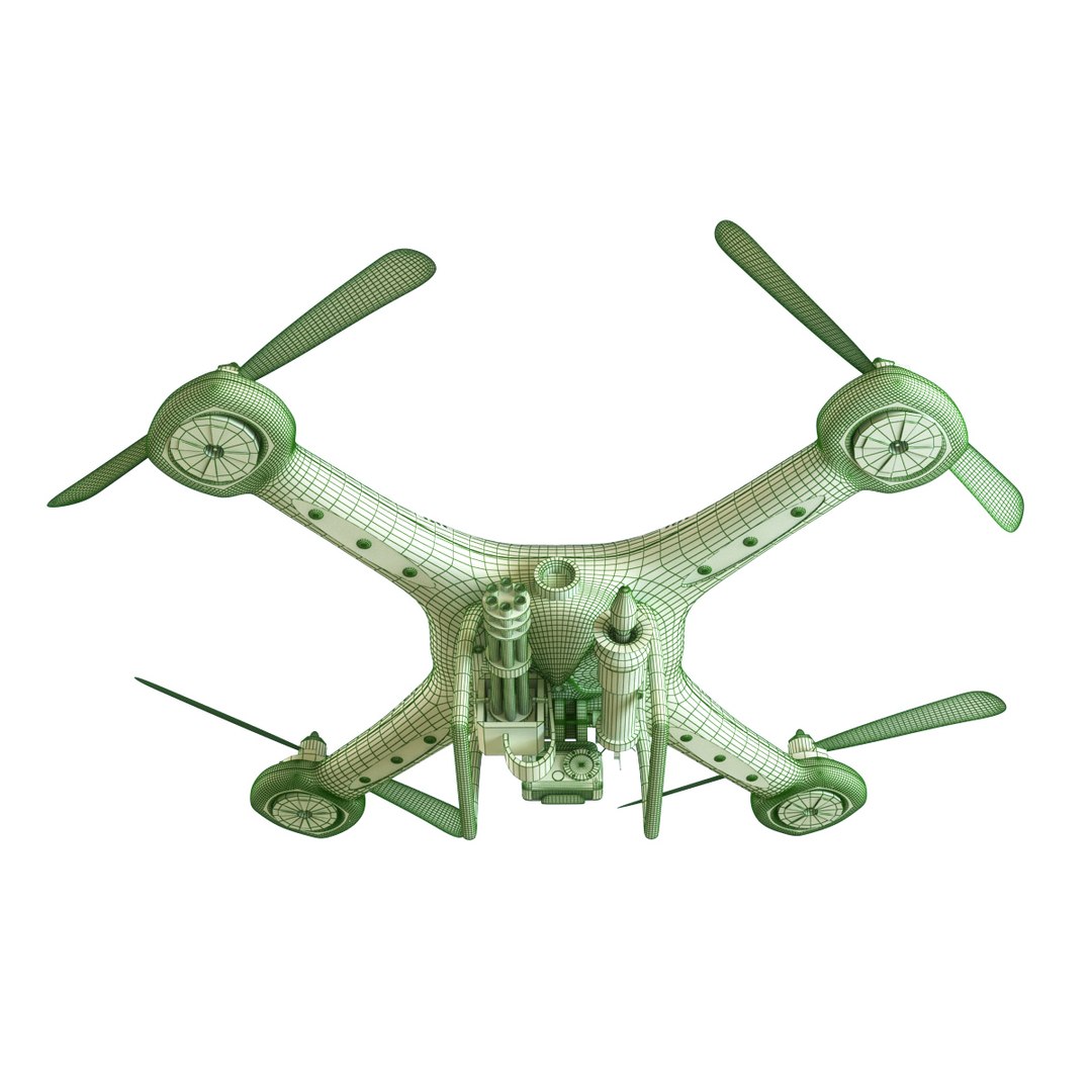 3d Model Quadcopter Guns Propellers