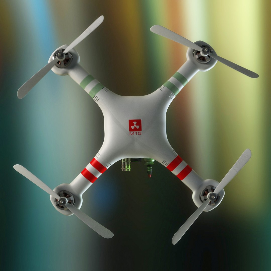 3d Model Quadcopter Guns Propellers