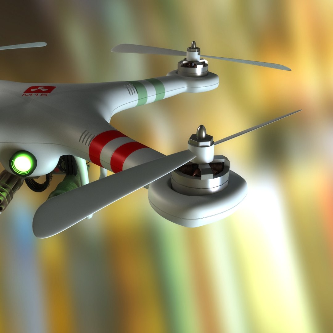 3d Model Quadcopter Guns Propellers