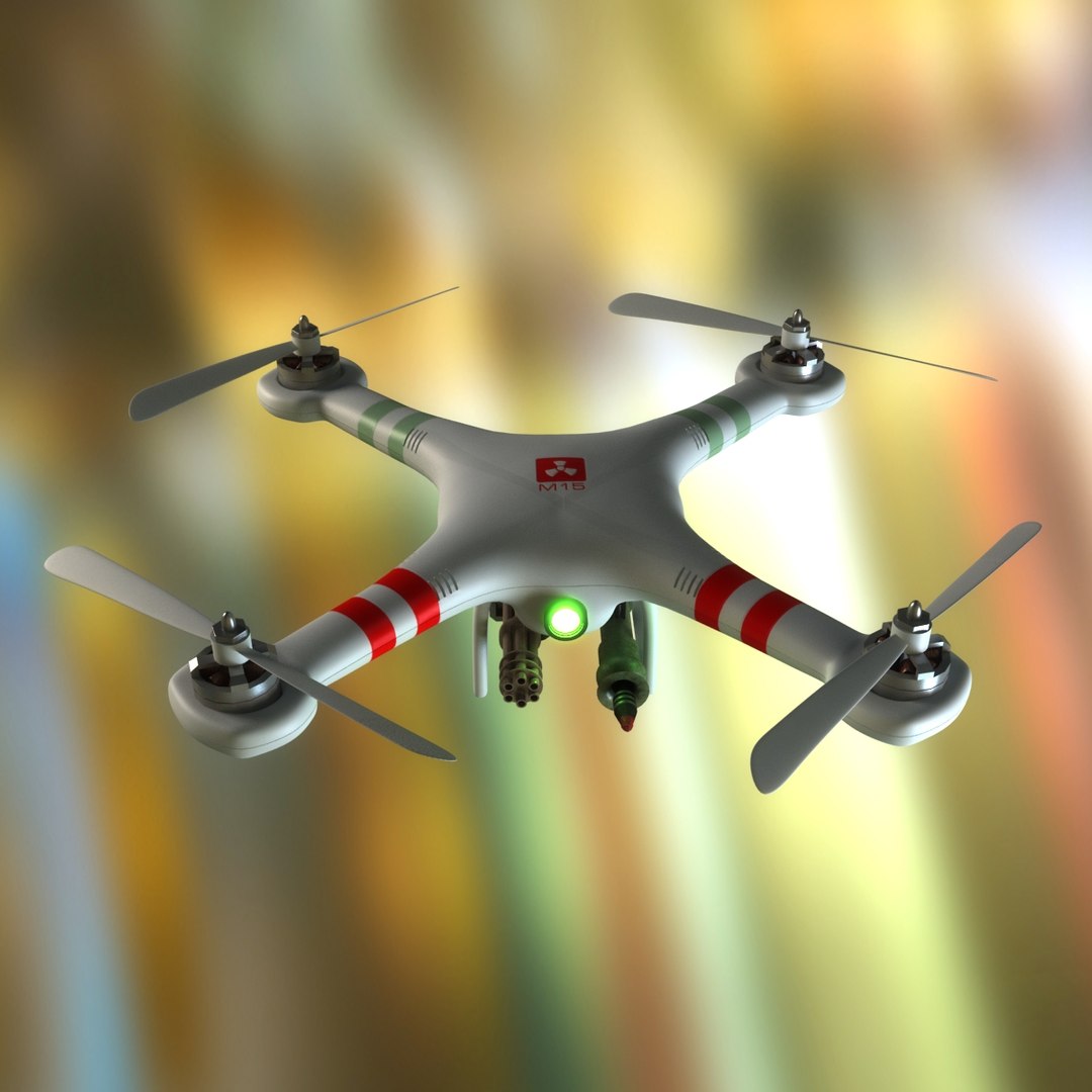 3d Model Quadcopter Guns Propellers