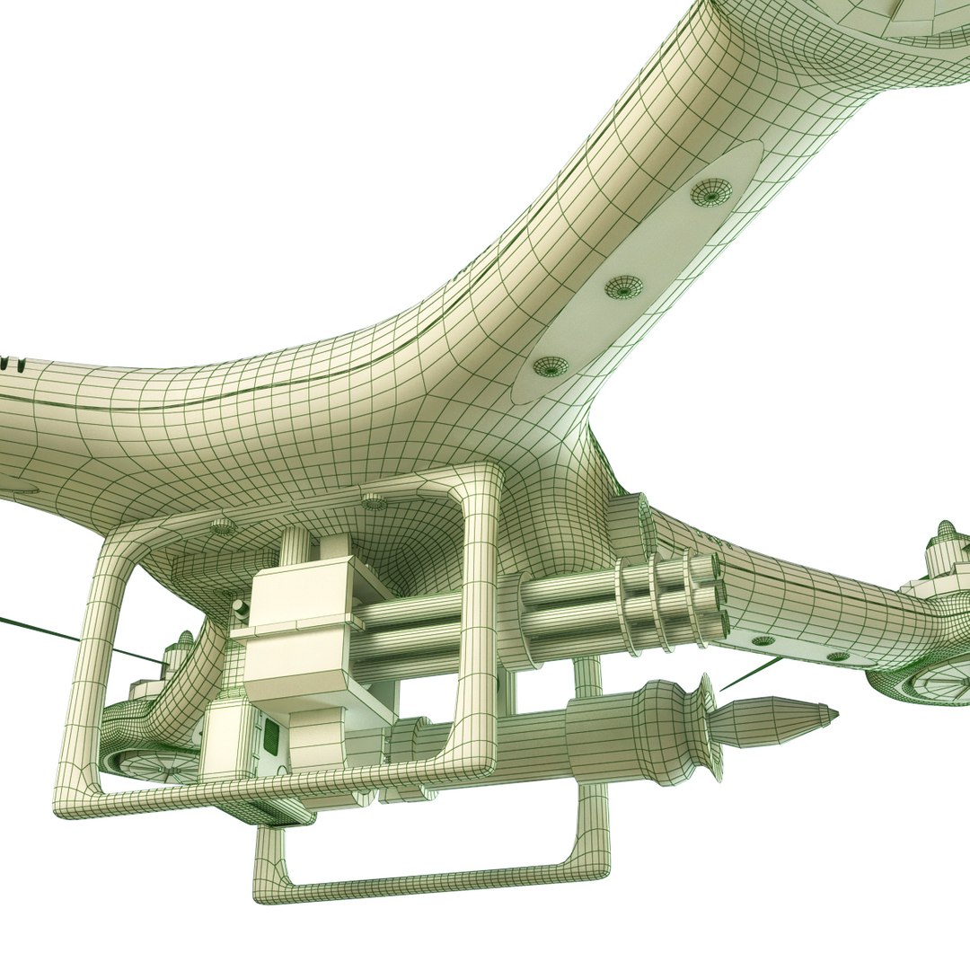 3d Model Quadcopter Guns Propellers