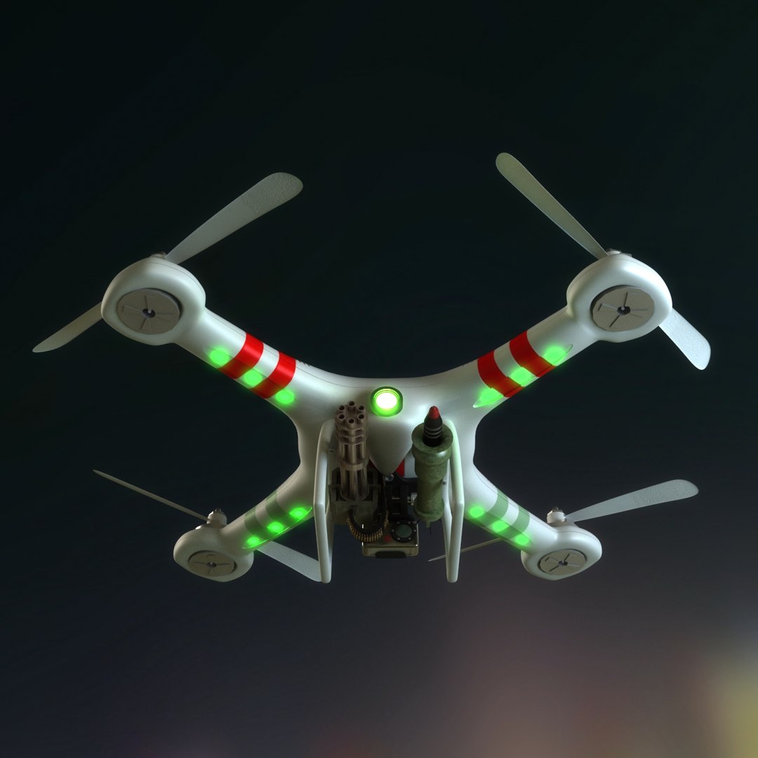 3d Model Quadcopter Guns Propellers