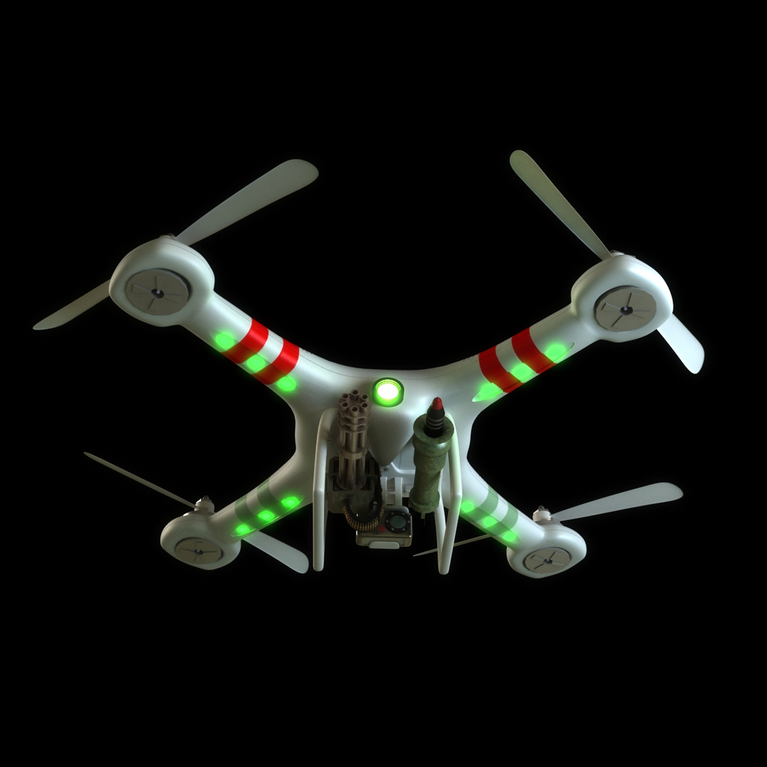 3d Model Quadcopter Guns Propellers