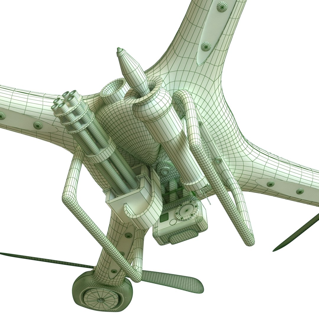 3d Model Quadcopter Guns Propellers
