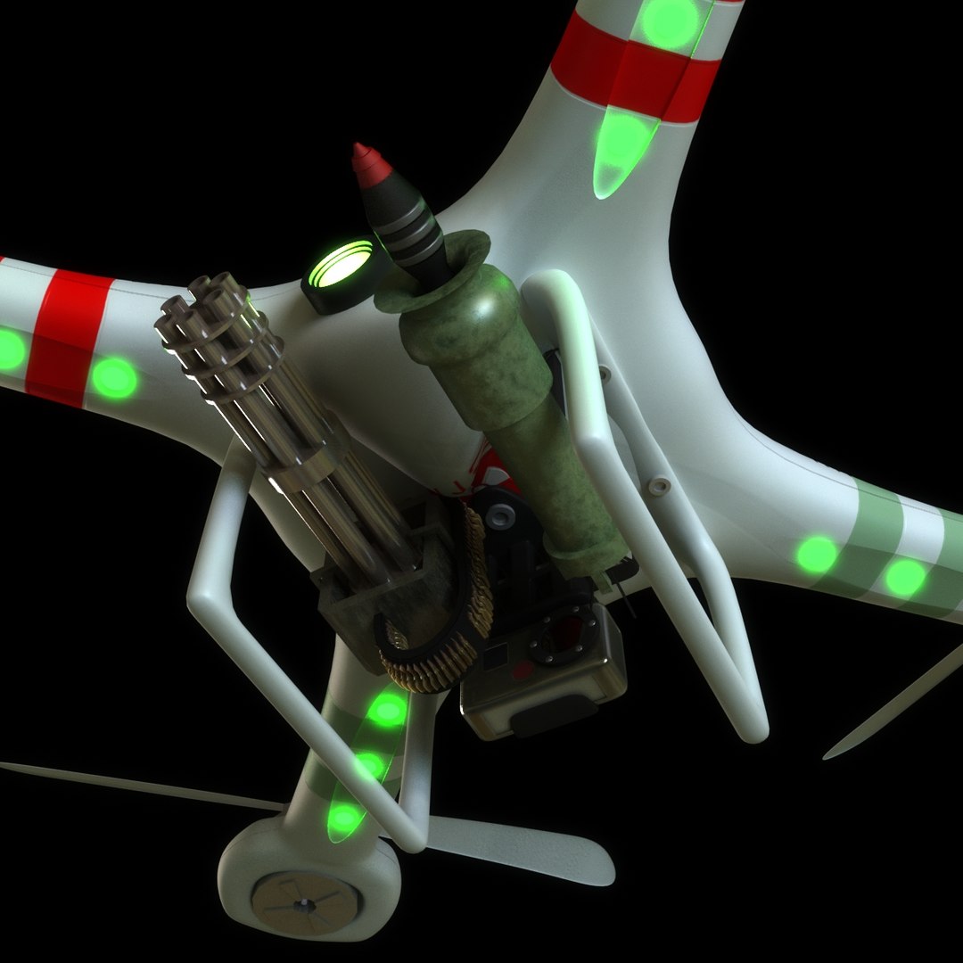 3d Model Quadcopter Guns Propellers