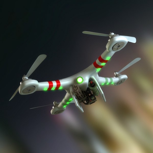 3d model quadcopter guns propellers