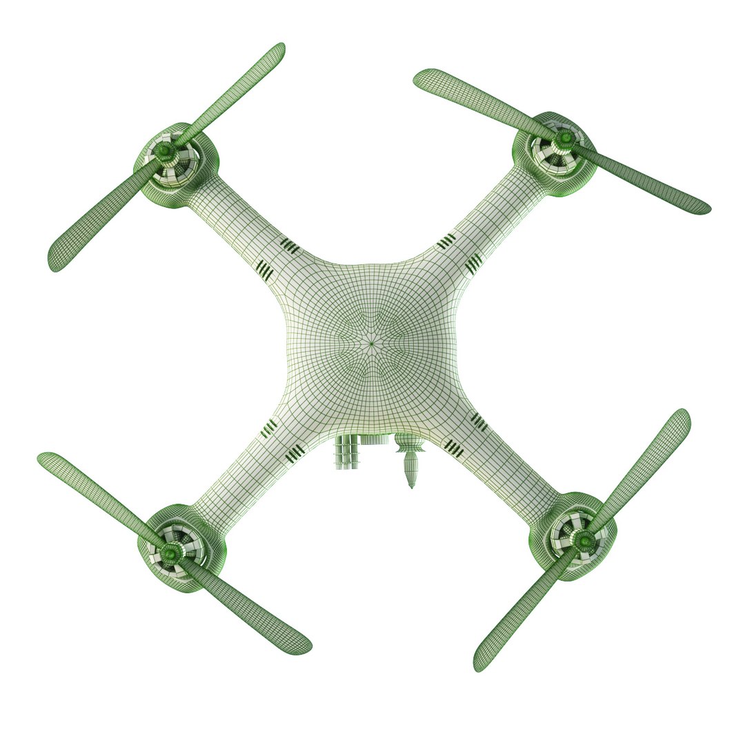 3d Model Quadcopter Guns Propellers