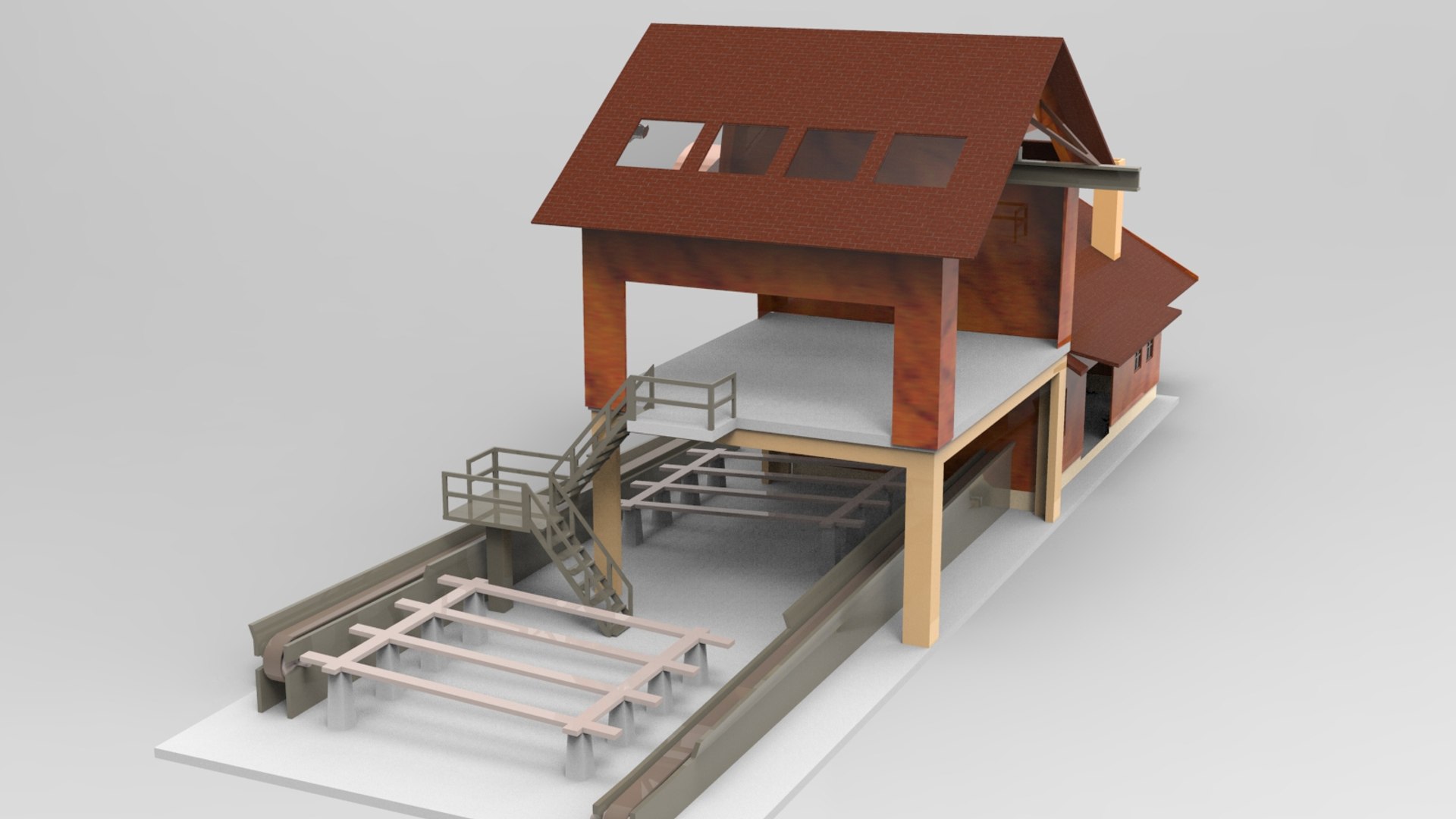 3D Wood Workshop Building - TurboSquid 1557546