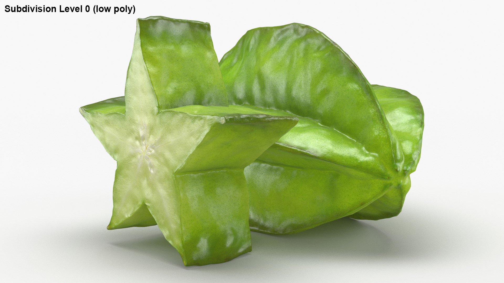 3D Green Star Fruit And Slice model - TurboSquid 1763423