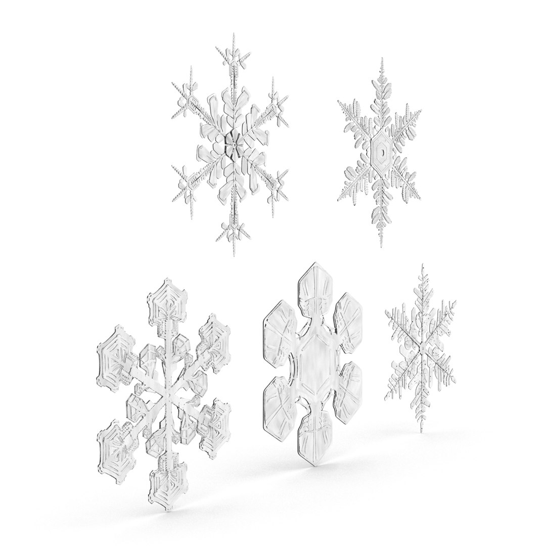 3d model snowflakes set realistic