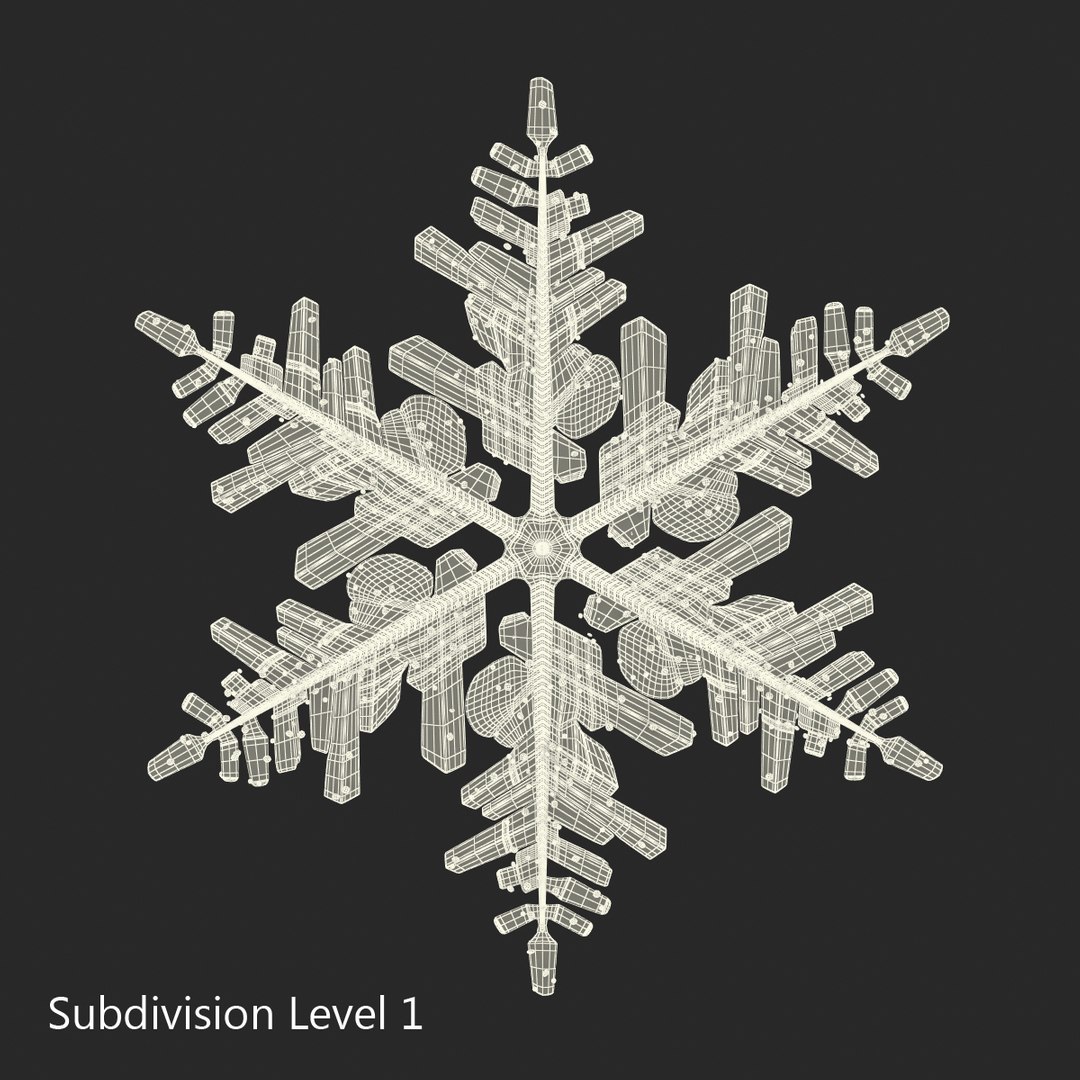 3d model snowflakes set realistic