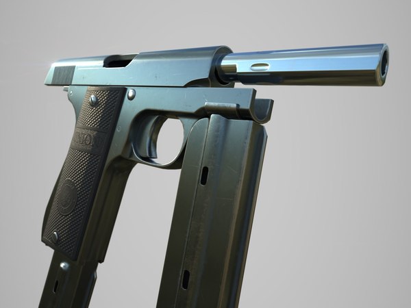 Französische UNION Pistole mit Extended Magazine Low Poly PBR 3D-Modell ...