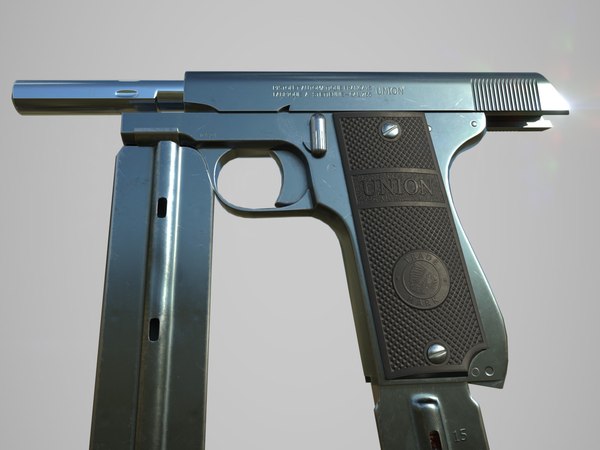 modelo 3d Pistola UNION francesa con compartimiento extendido Low Poly ...