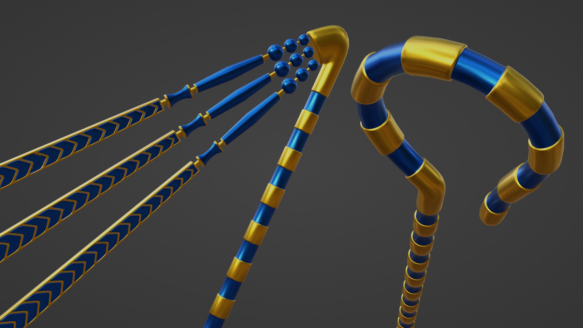Egyptian Crook and Flail 3D - TurboSquid 1855356