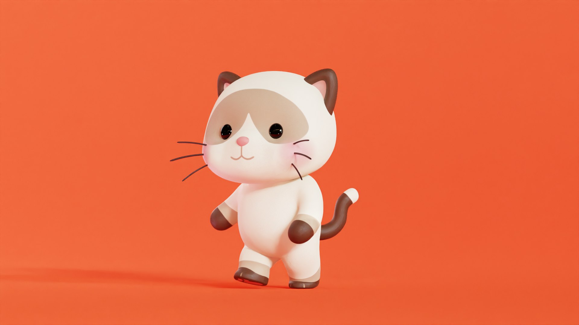 Cat Character Rigged Animated Siamese Chibi Kawaii Low-poly 3D Model 3D ...
