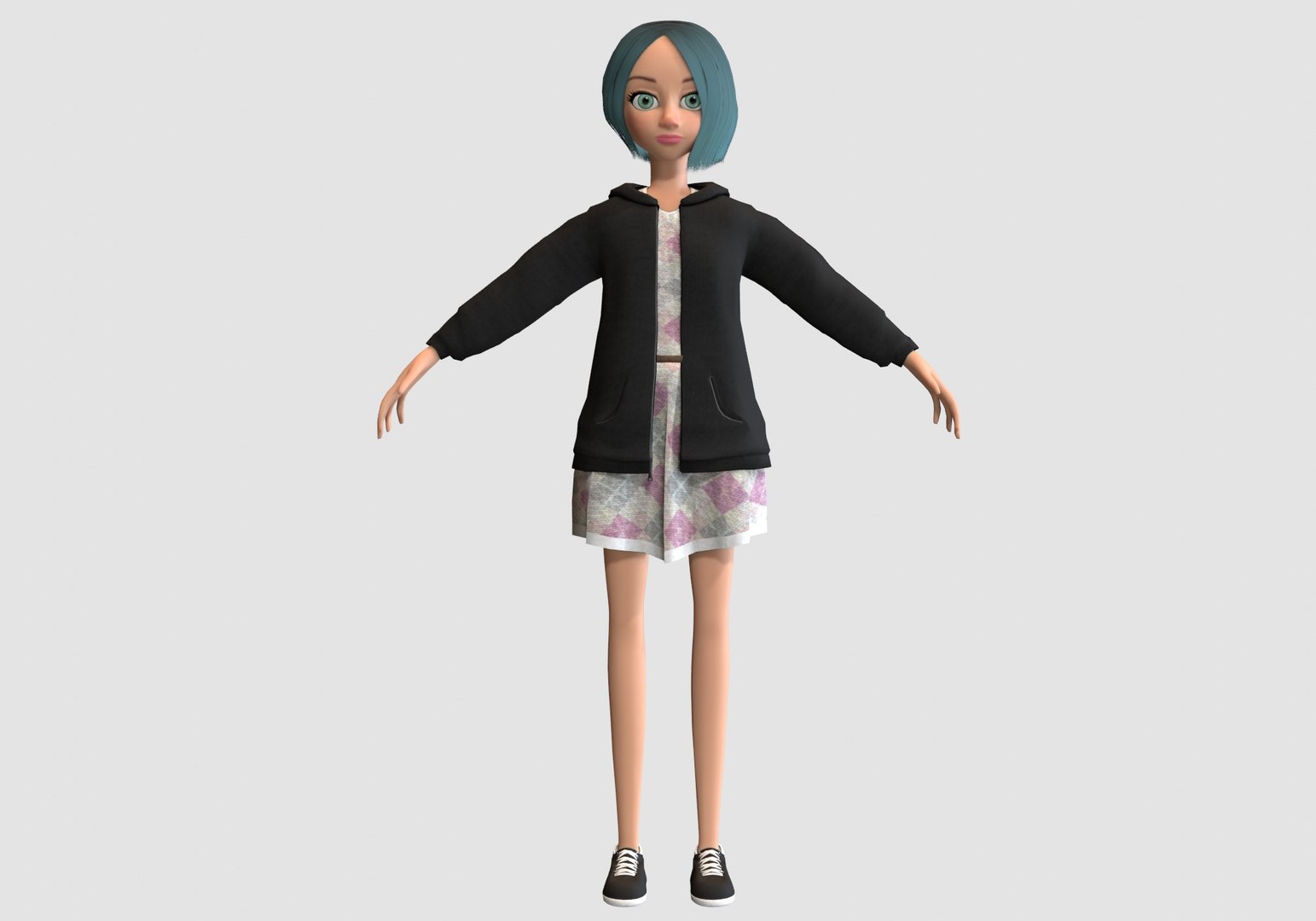 Cartoon Female Teenager 3D Model - TurboSquid 1907780
