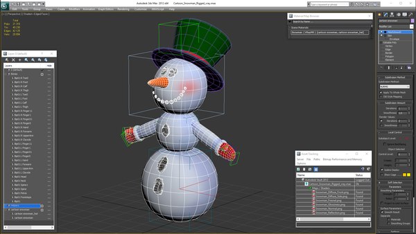 Cartoon snowman snow rigged 3D - TurboSquid 1468942