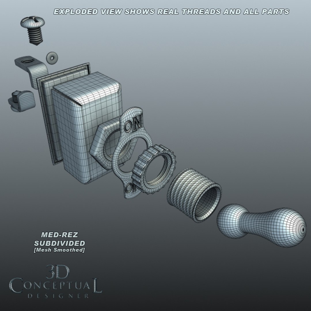 3d Vintage Toggle Switch Model