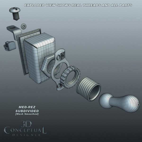 3d vintage toggle switch model