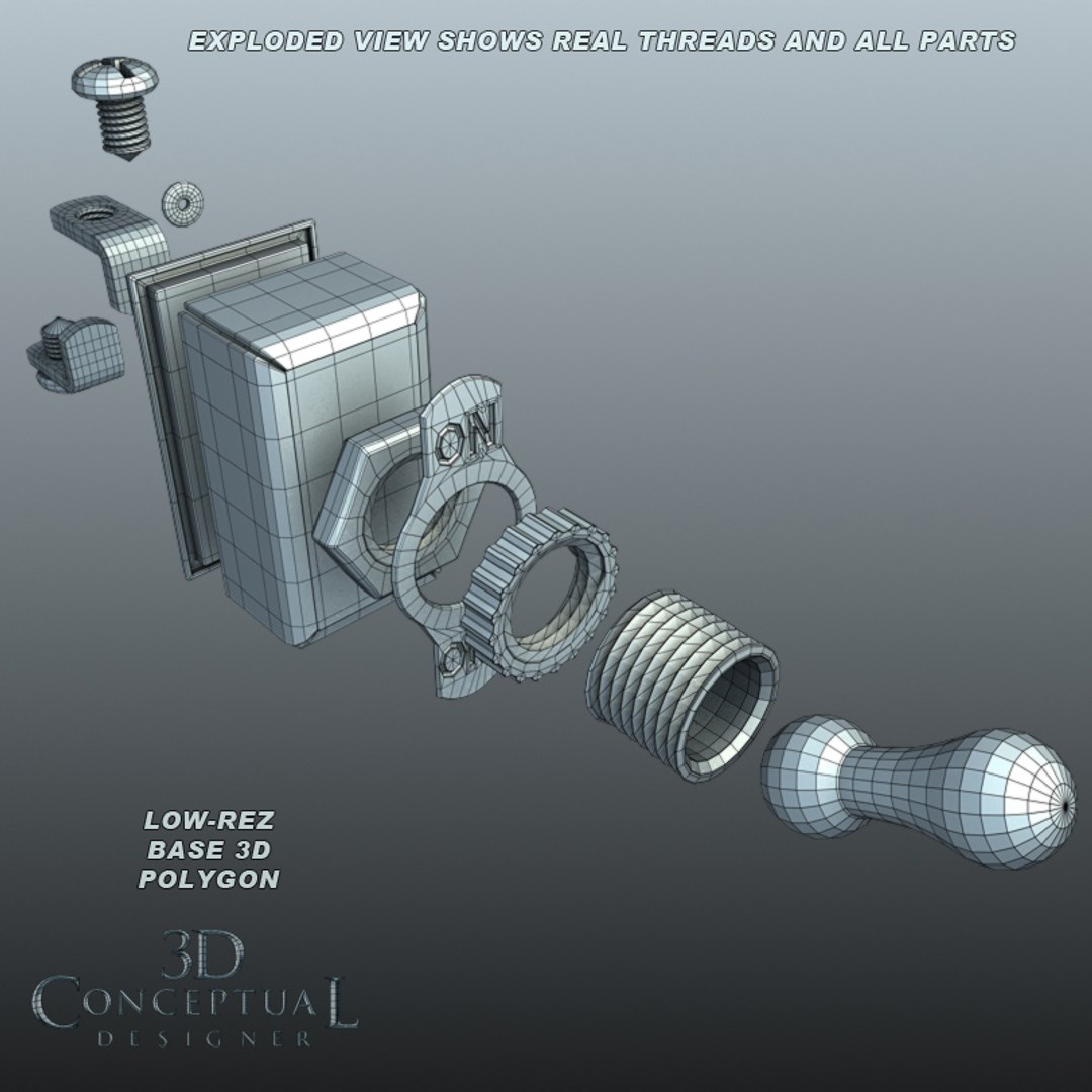 3d Vintage Toggle Switch Model