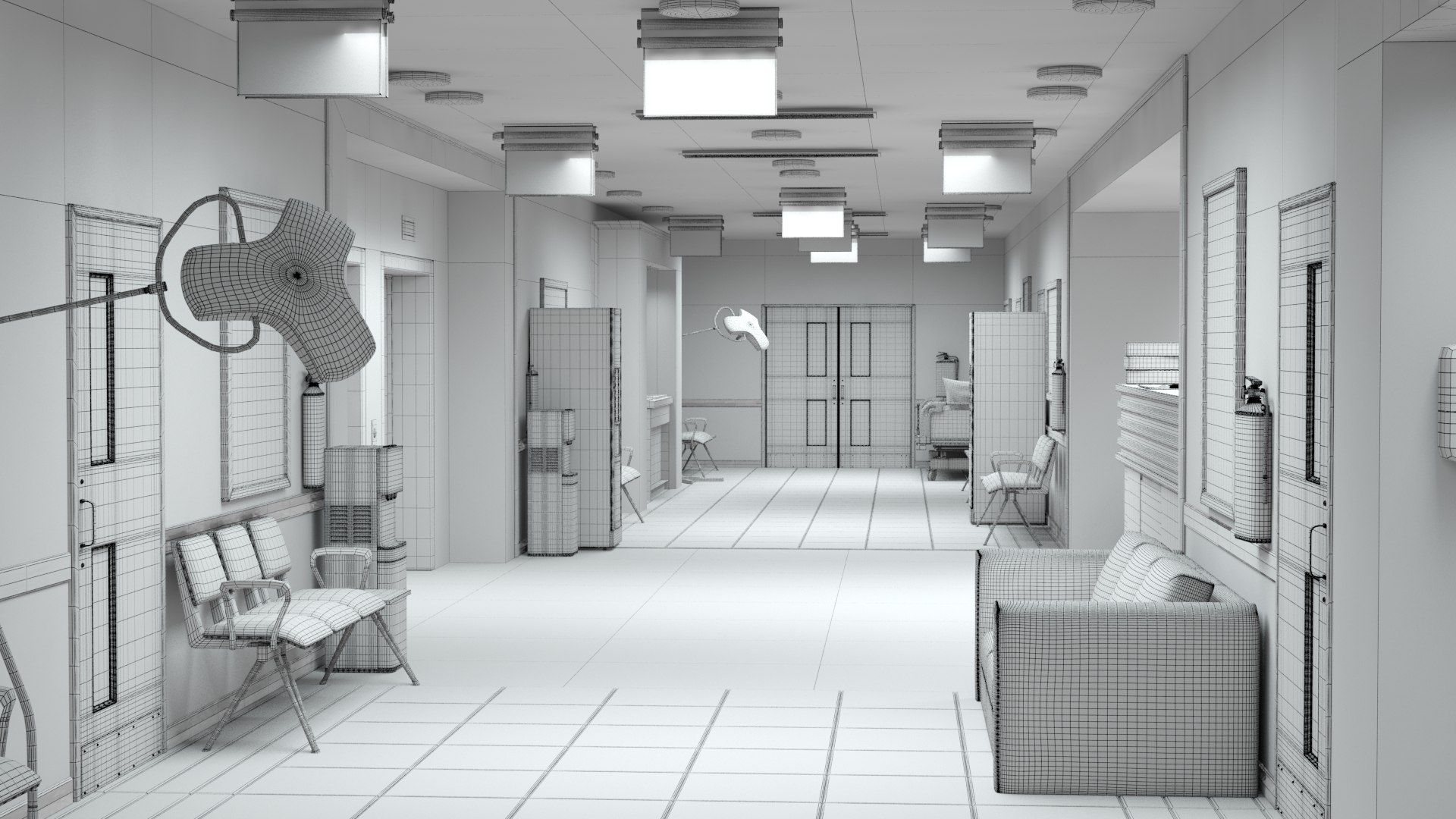 3D Hospital Hallway Model - TurboSquid 1456668