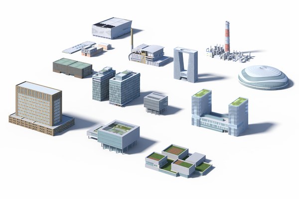 architecture-commerce and business factory buildings2 3D 모델 ...